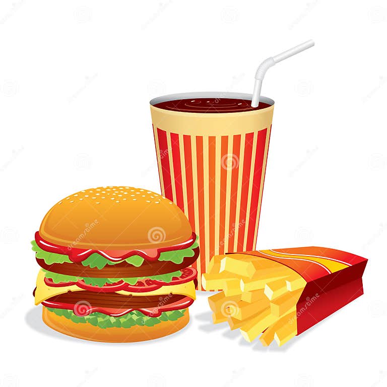 Fast Food Collage. Vector Illustration Stock Vector - Illustration of ...