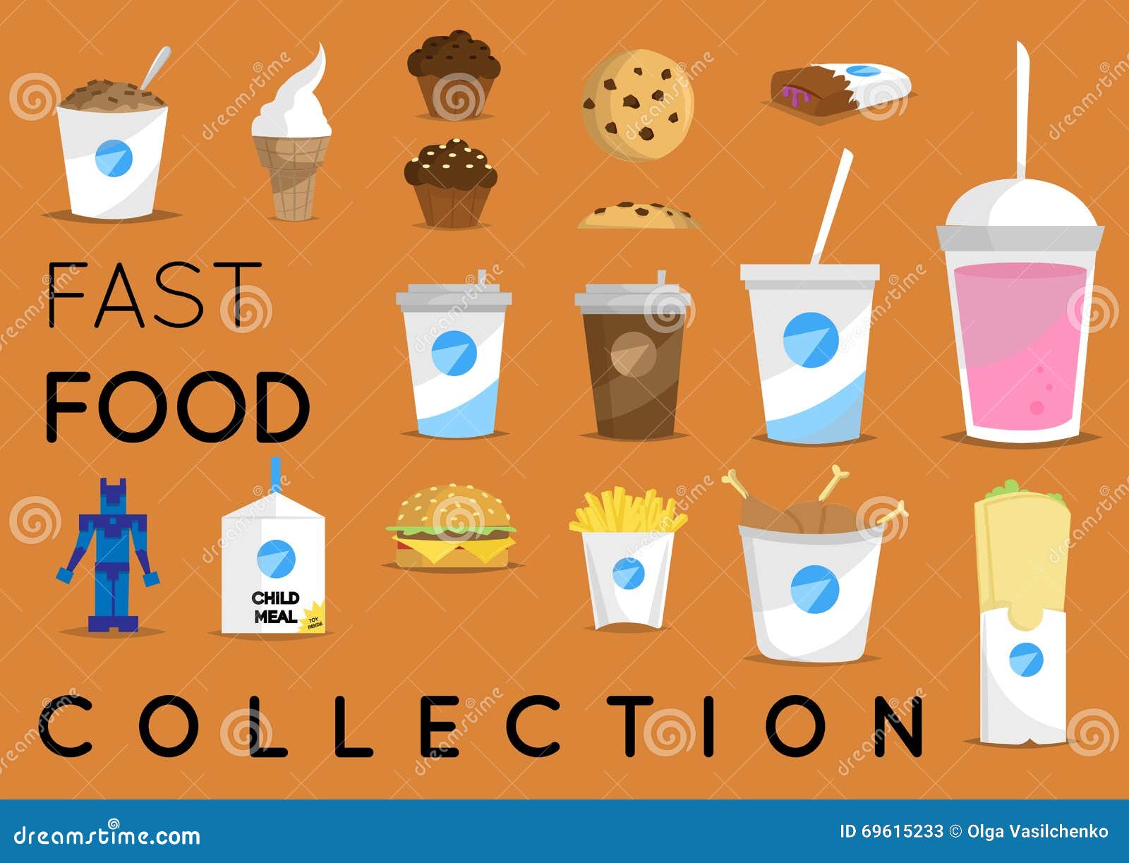 Fast Food Collection. Vector Objects Stock Vector - Illustration of ...