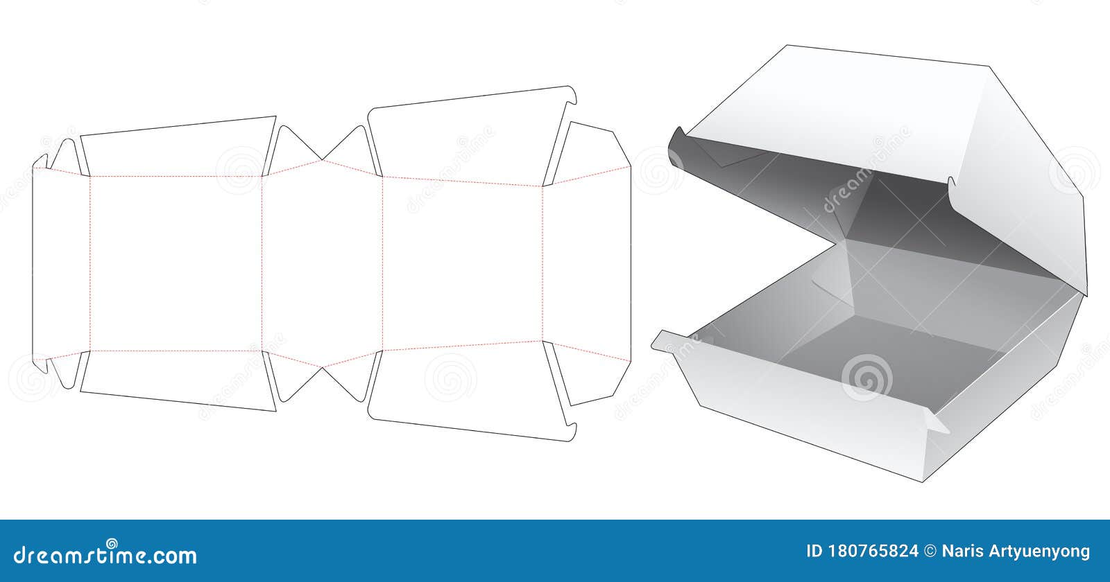 Fast Food Container Box Die Cut Template Stock Vector - Illustration of ...