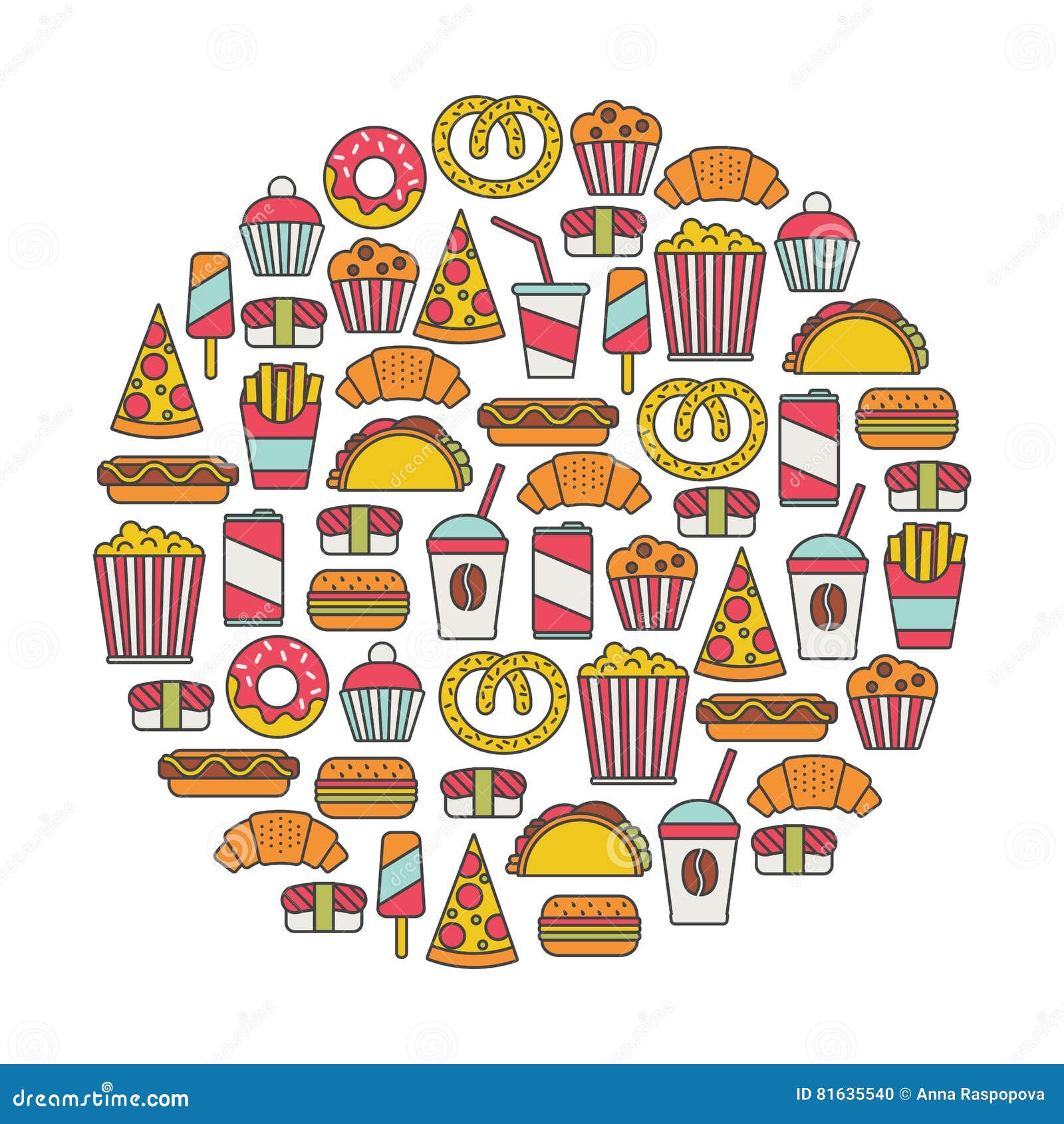 Fast food design element stock vector. Illustration of pictogram - 81635540