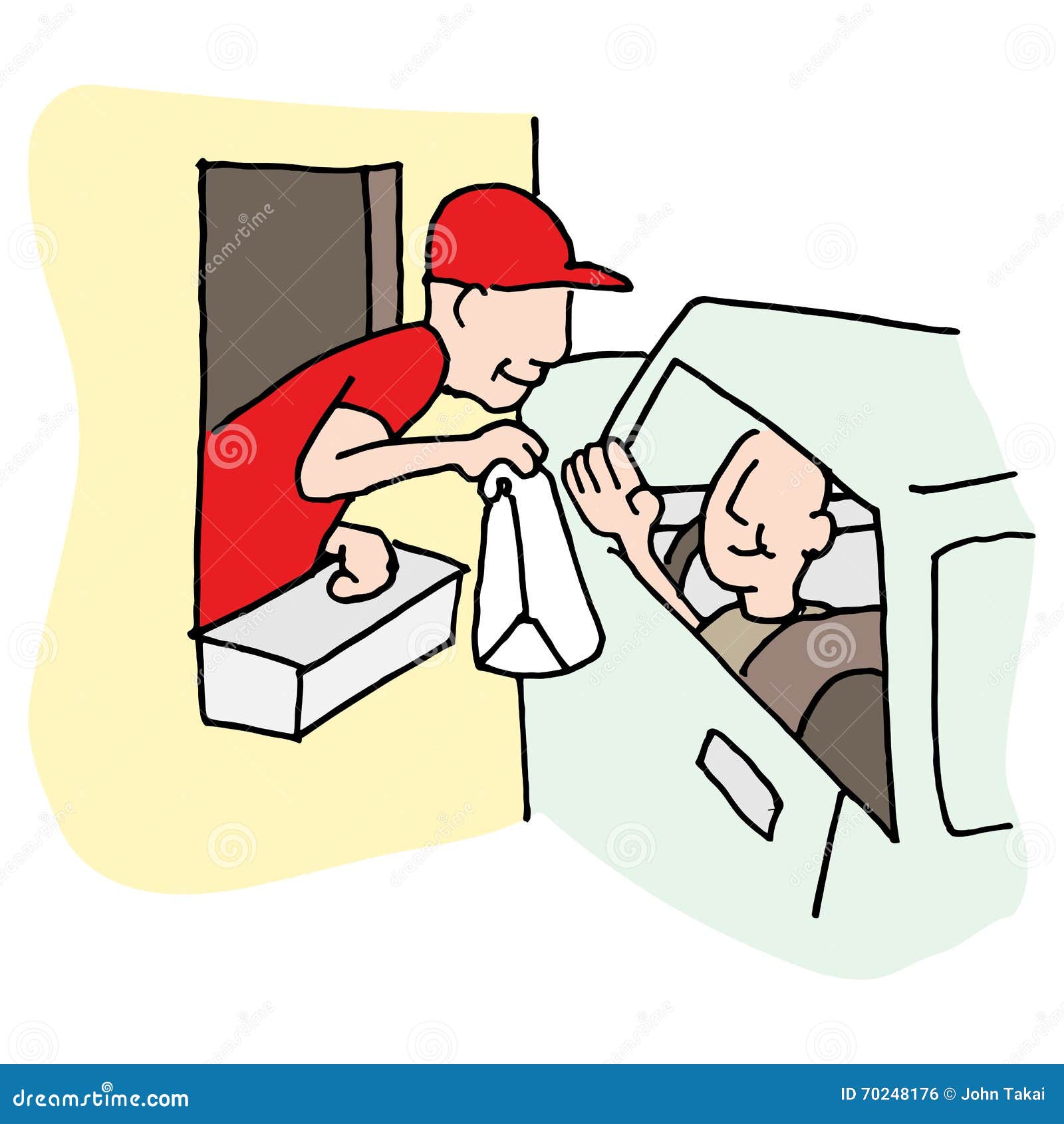Drive Thru Fast Food Restaurant On A Brick Building. Vector ... Drive Thru Fast Food Restaurant On A Brick Building. Vector ...