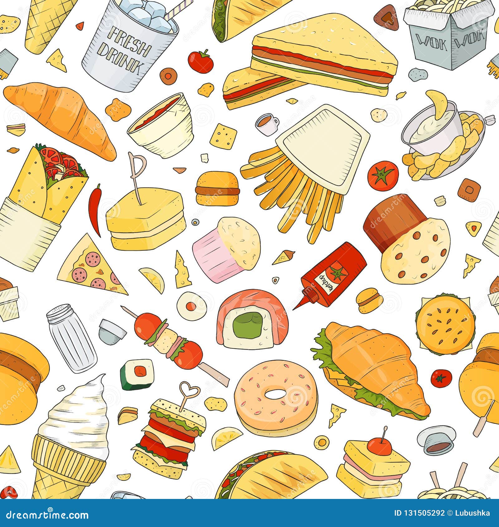 Fast food elements. stock vector. Illustration of cuisine - 131505292