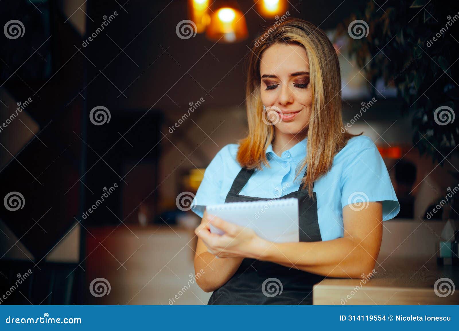 Waitress Taking Notes about Orders in a Restaurant Stock Photo - Image ...