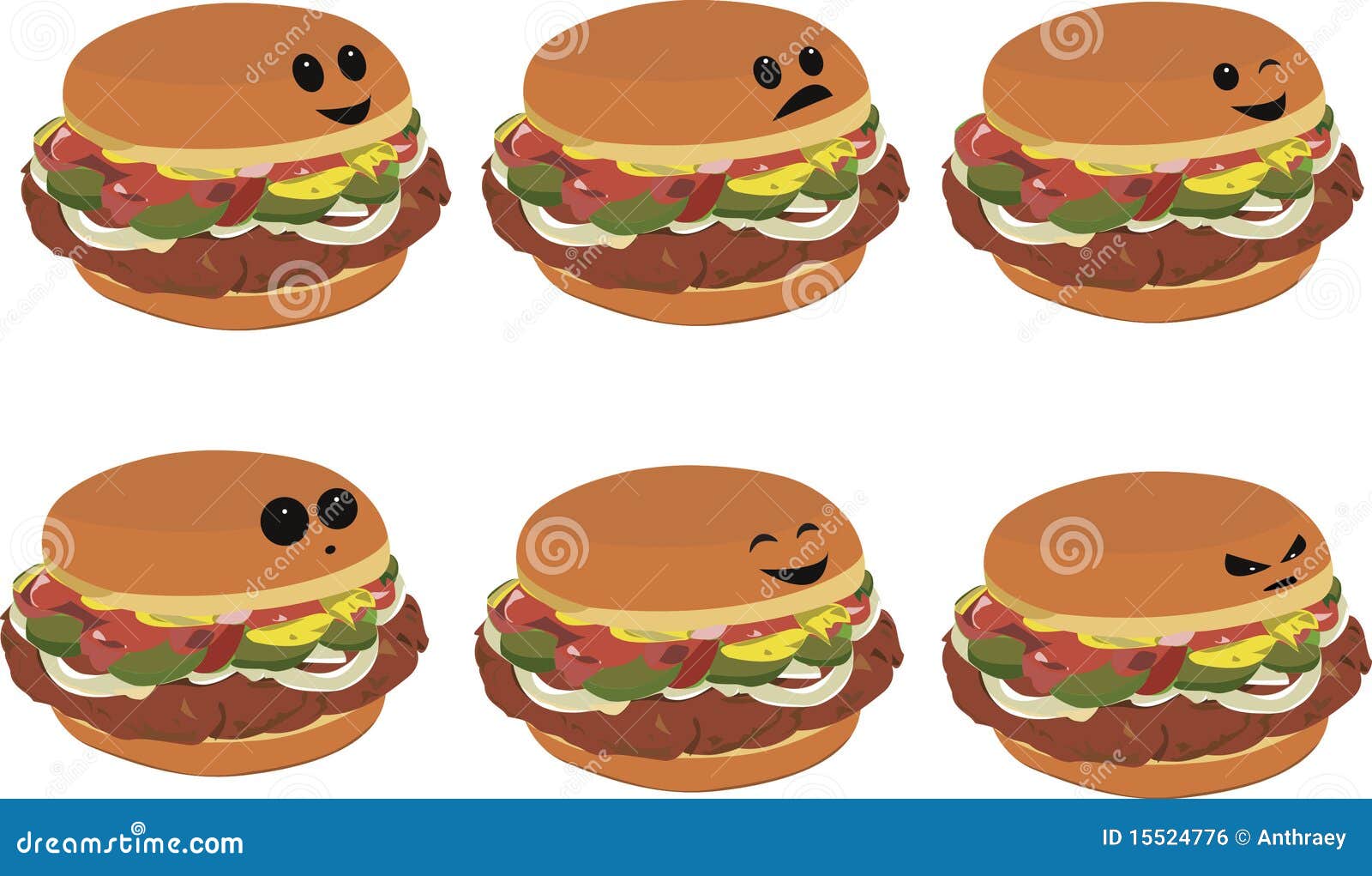 Fast Food Faces - Hamburger Stock Illustration - Illustration of ...