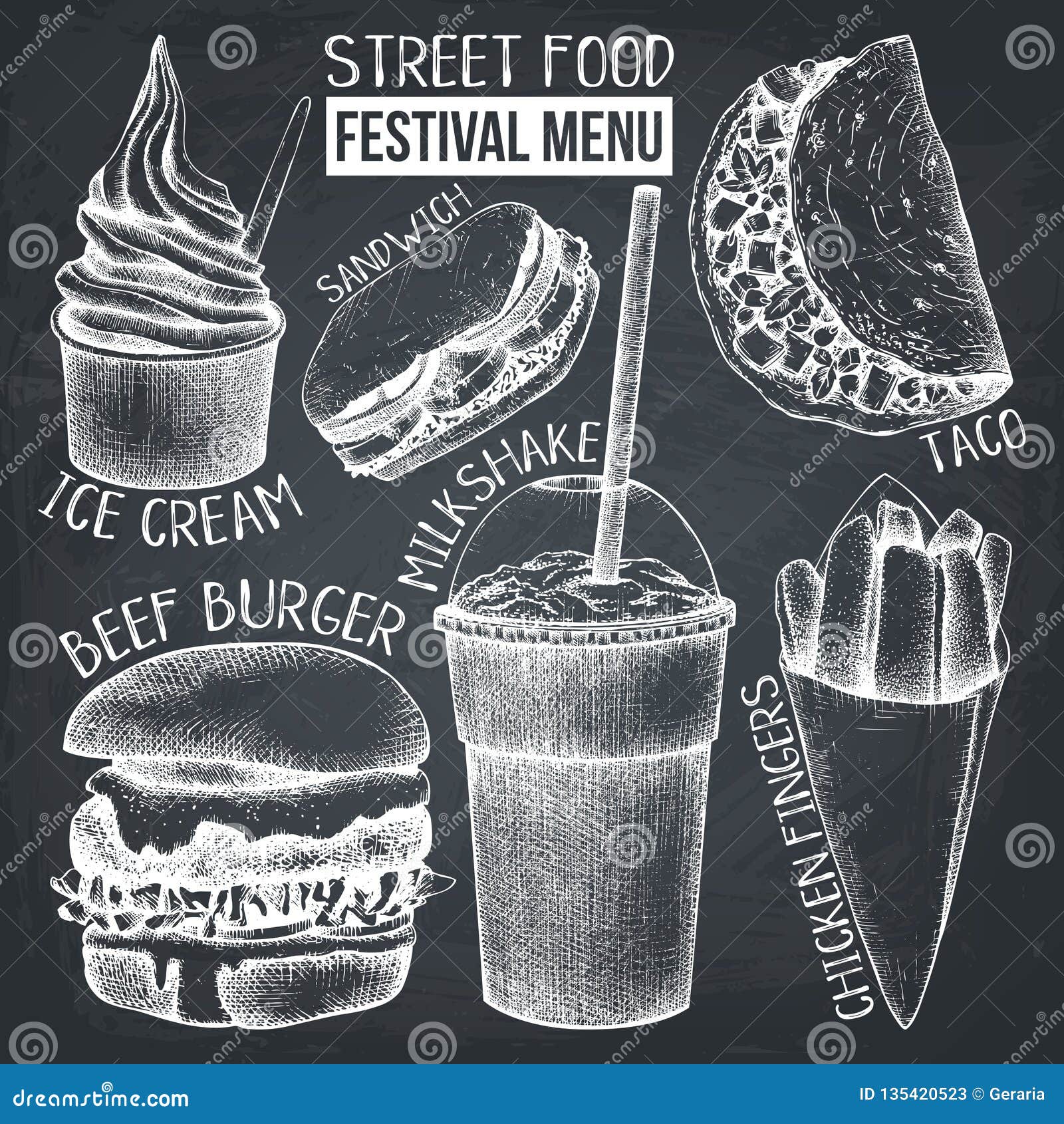 Chalkboard Ice Cream Menu Design Concept Vector Illustration ...