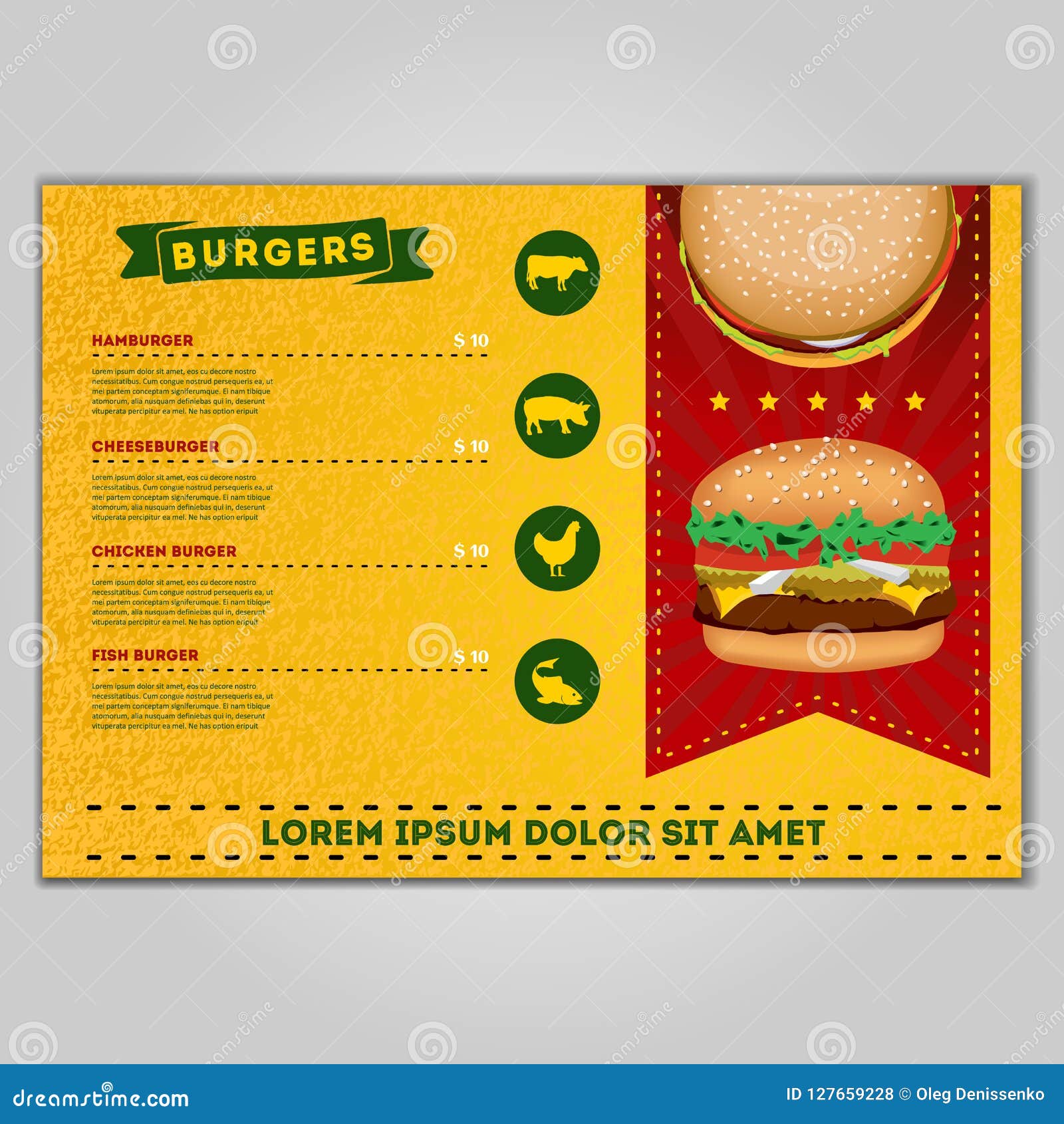 Fast Food Flyer Design Vector Template in A4 Size. Brochure and Layout ...