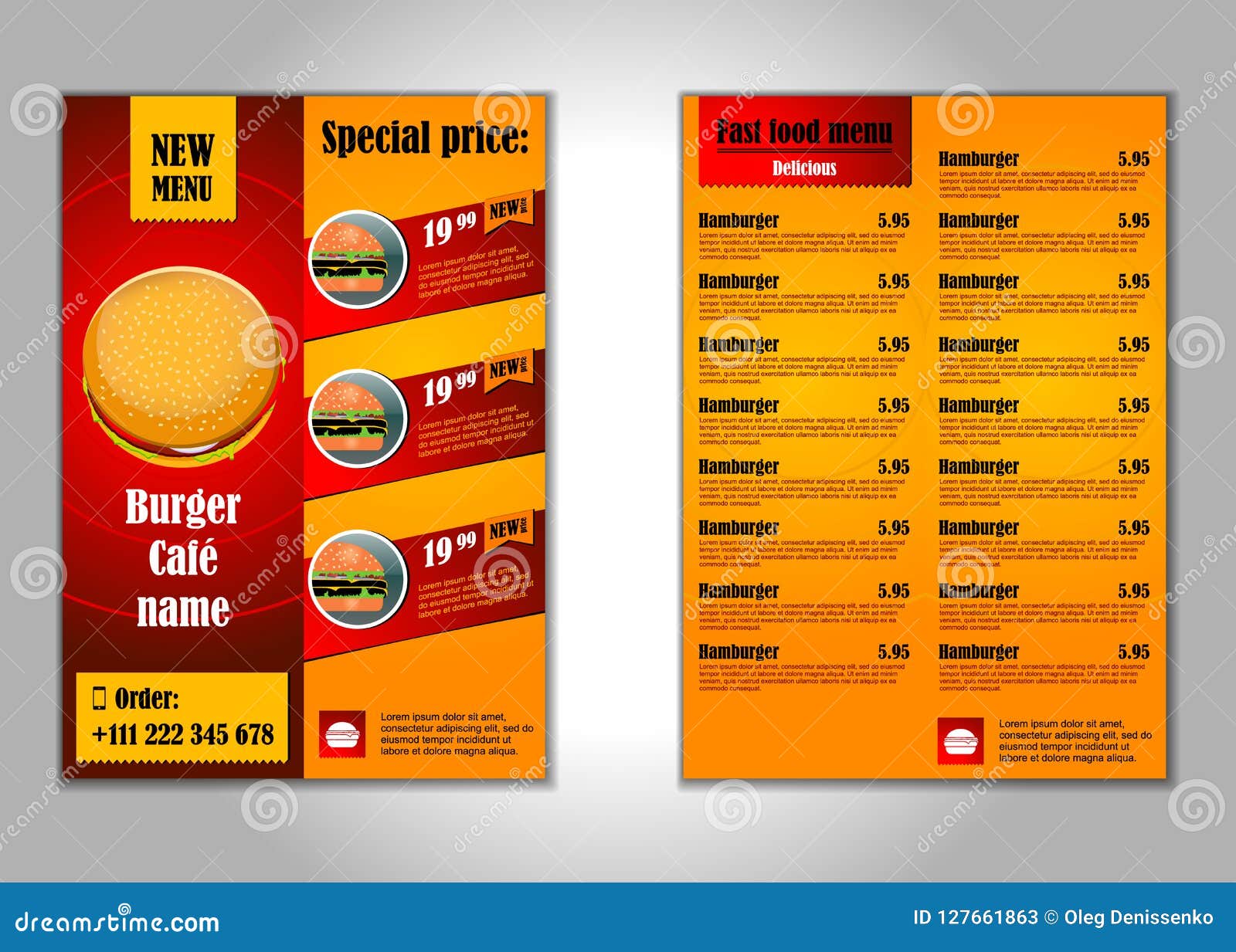 Fast Food Flyer Design Vector Template in A4 Size.Brochure and Layout ...
