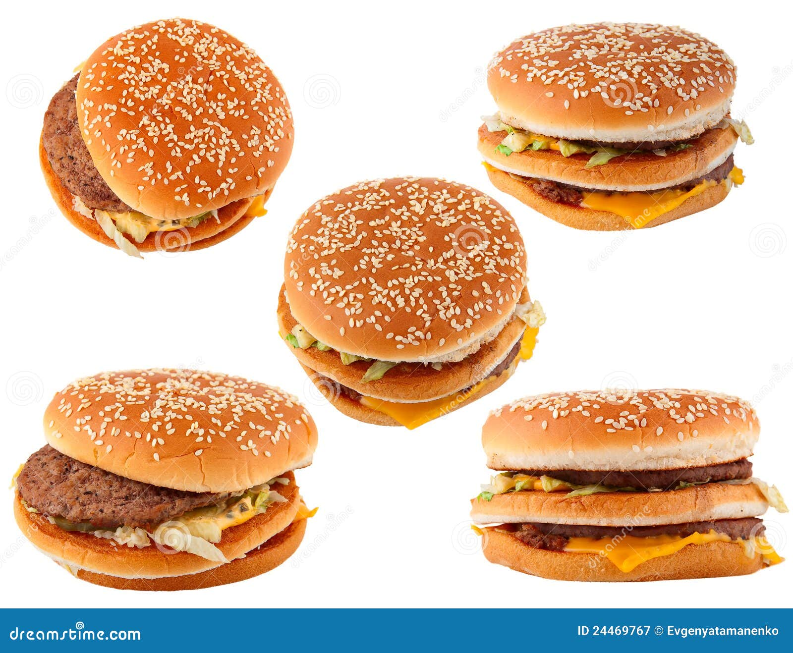Fast Food. Group Hamburger Isolated on White Stock Image - Image of ...