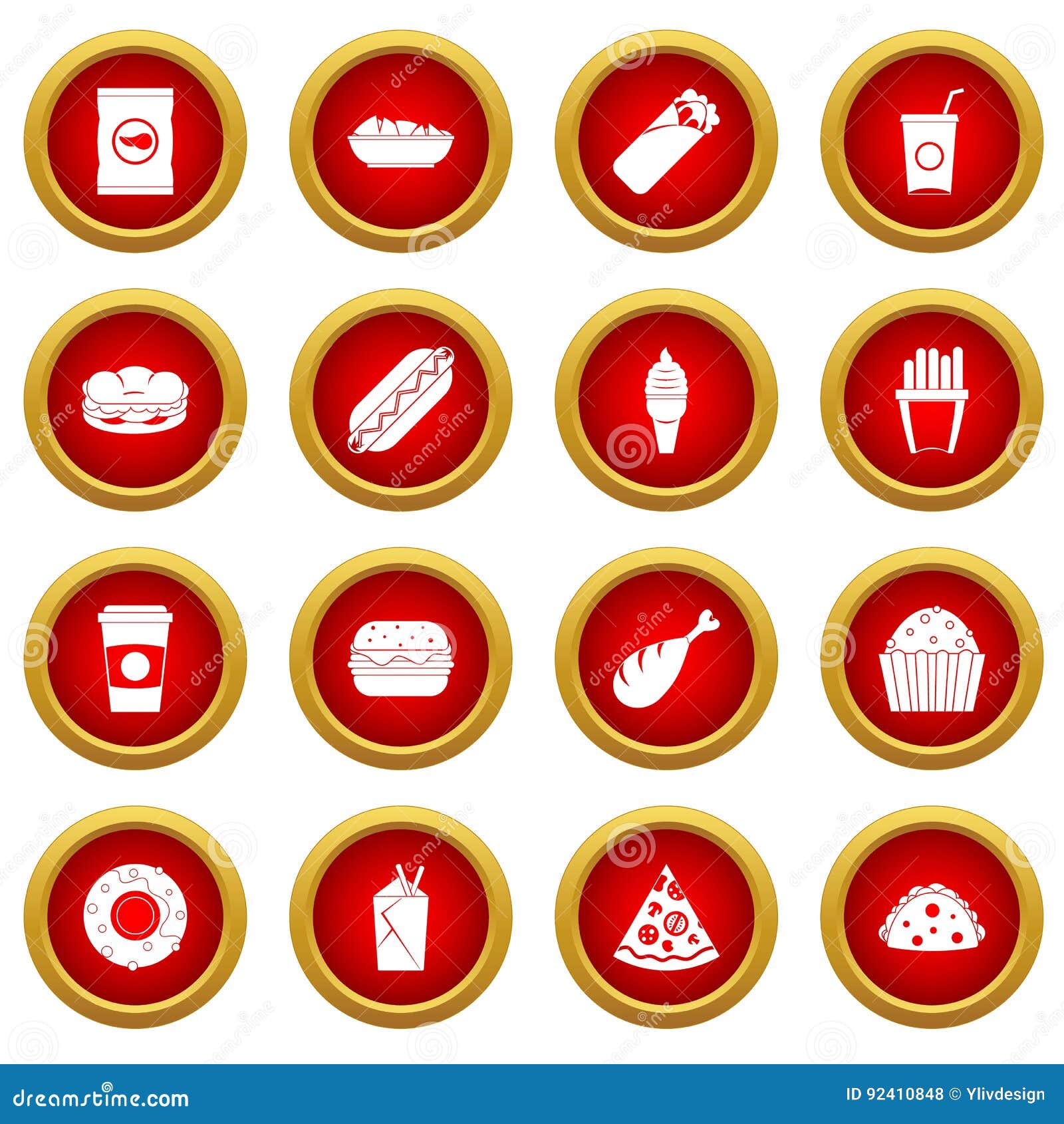 Fast Food Icon Red Circle Set Stock Vector - Illustration of burger ...