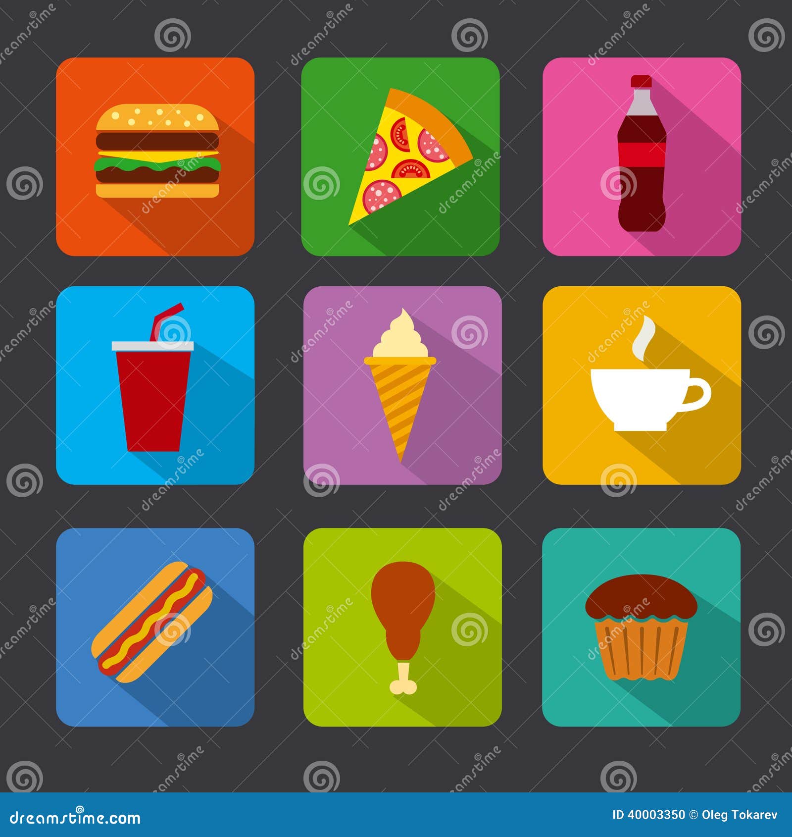 Fast food icon set stock illustration. Illustration of snack - 40003350