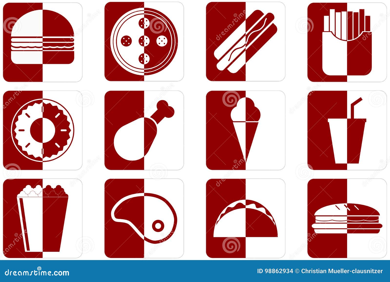Fast food icons stock vector. Illustration of sandwich - 98862934