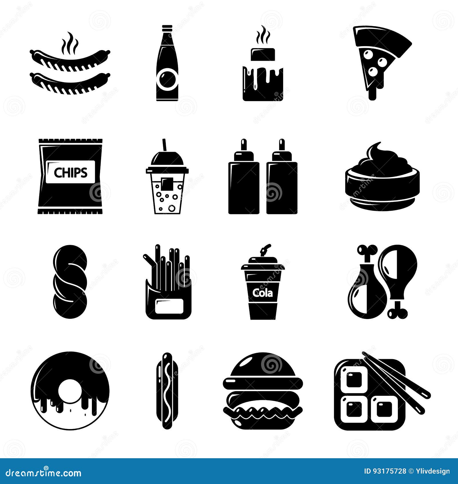 Fast Food Icons Set, Simple Style Stock Vector - Illustration of food ...