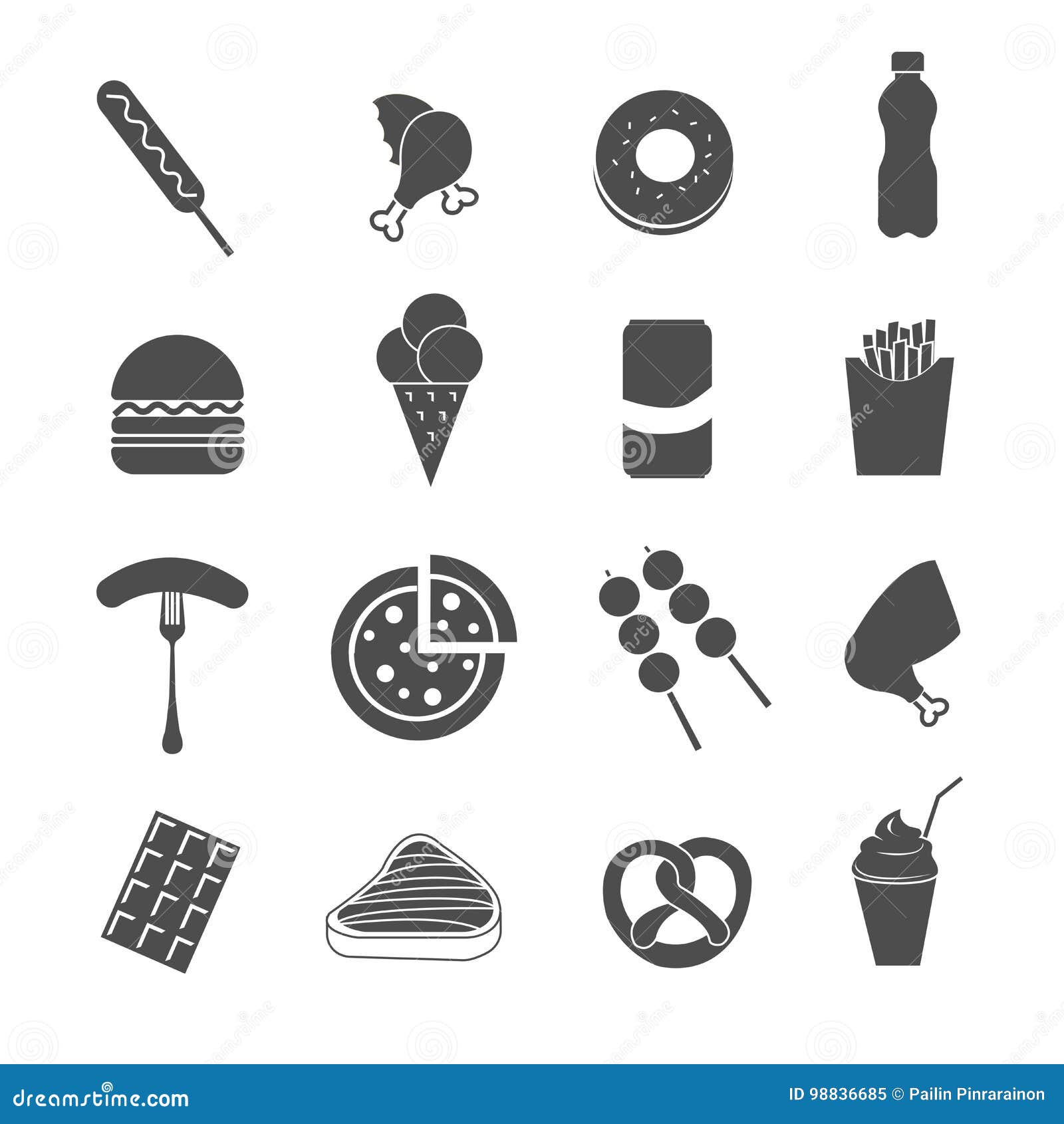 Fast food icons set stock illustration. Illustration of restaurant ...