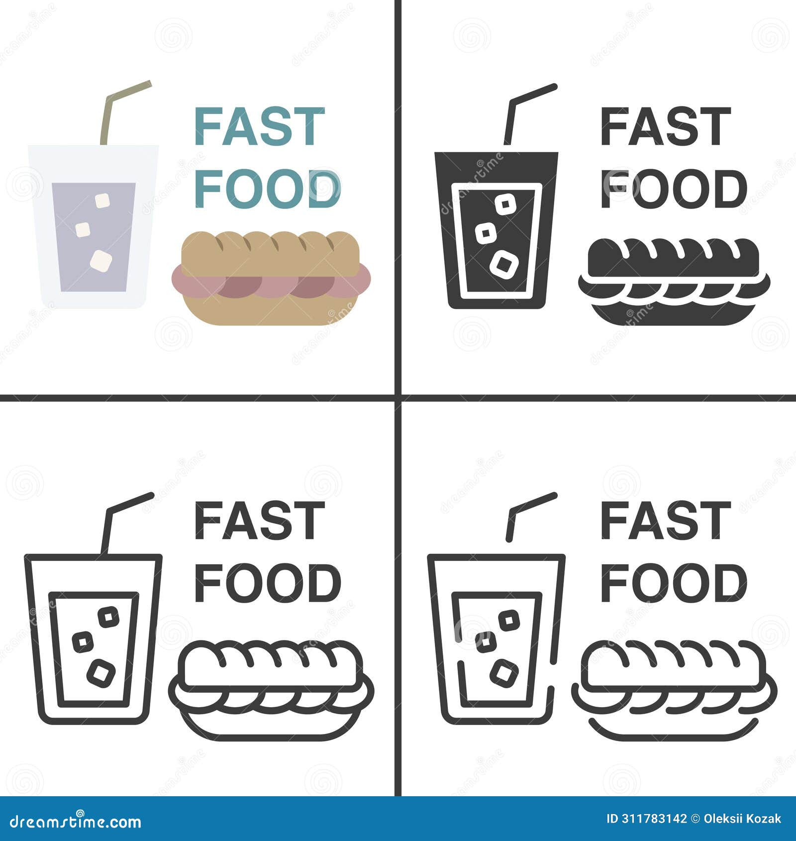 Fast Food Icons. Vector Fast Food Template Stock Vector - Illustration ...