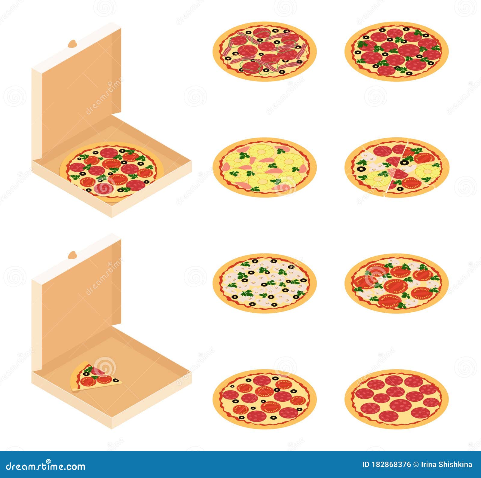 Fast Food Isometric Vector Illustration of Pizza Stock Vector ...