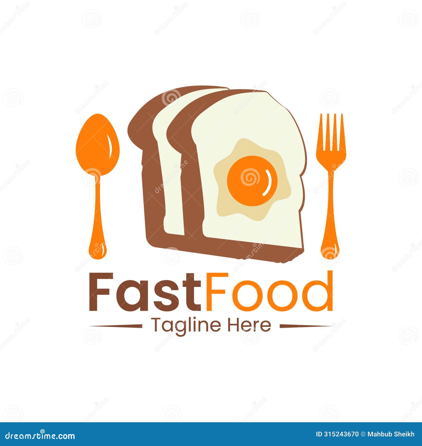 Fast Food Logo Design Template with Bread. Stock Illustration ...