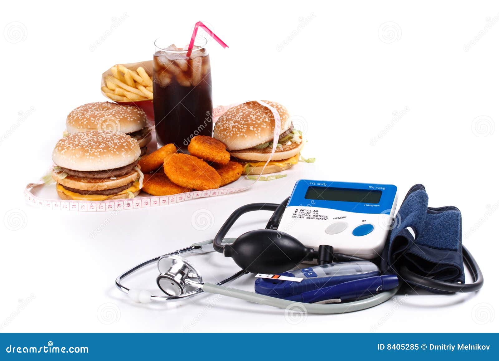 Fast-food and Medical Tools Stock Image - Image of hyperglycemia, fatty ...