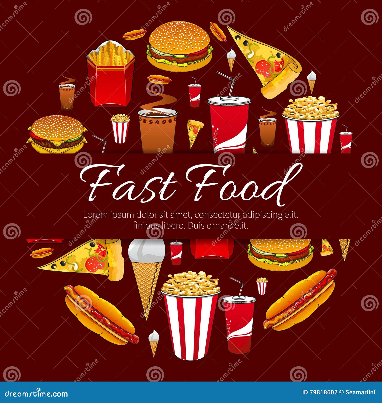 Fast Food Menu Card Vector Design Element Stock Vector - Illustration ...