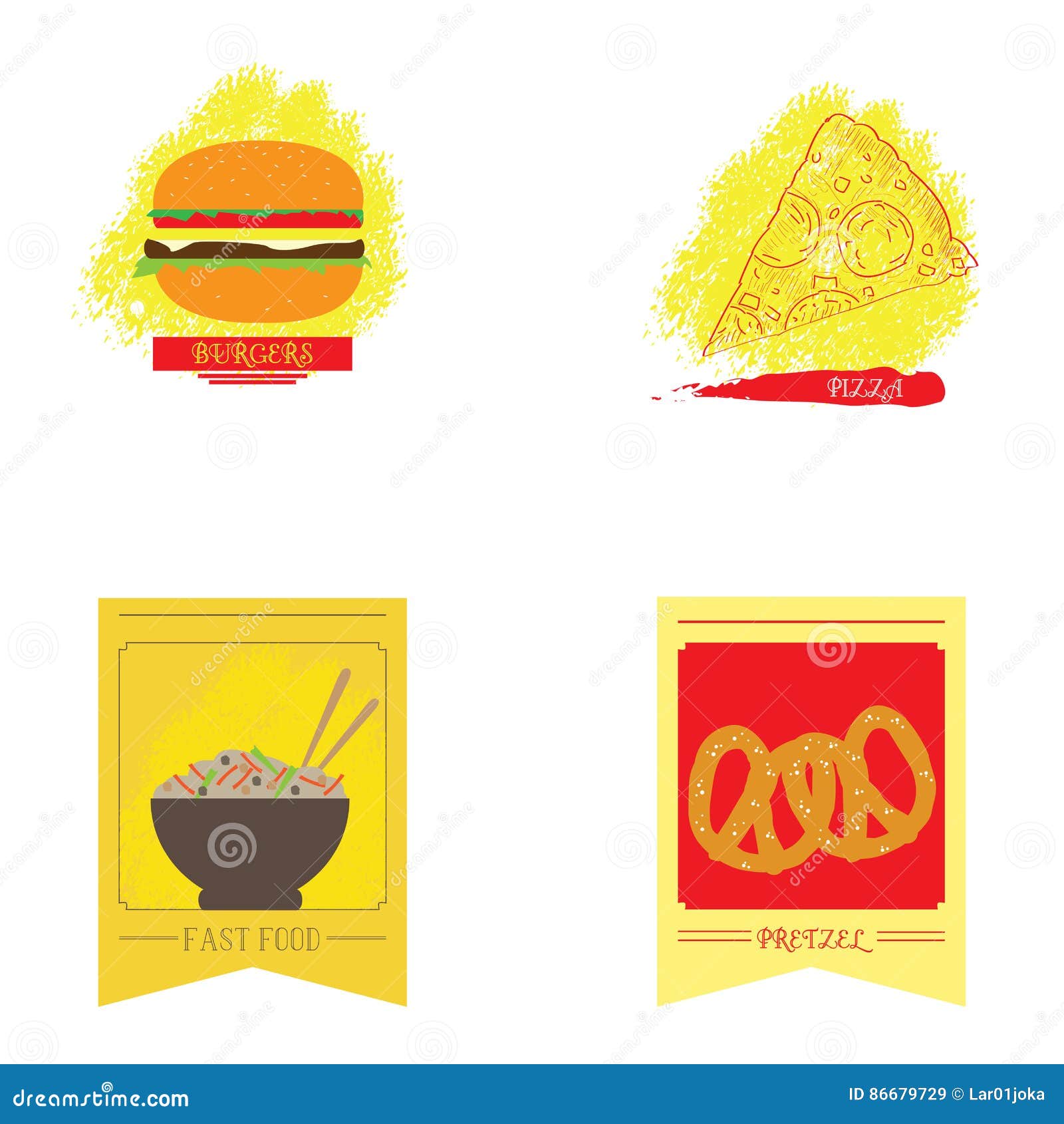 Fast food menu stock vector. Illustration of eating, pizza - 86679729