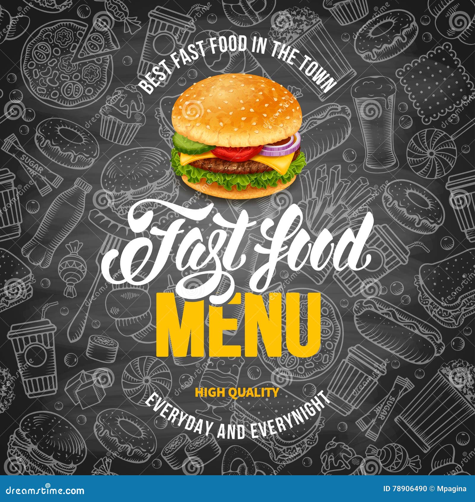 Fast Food Menu Template stock vector. Illustration of line - 78906490