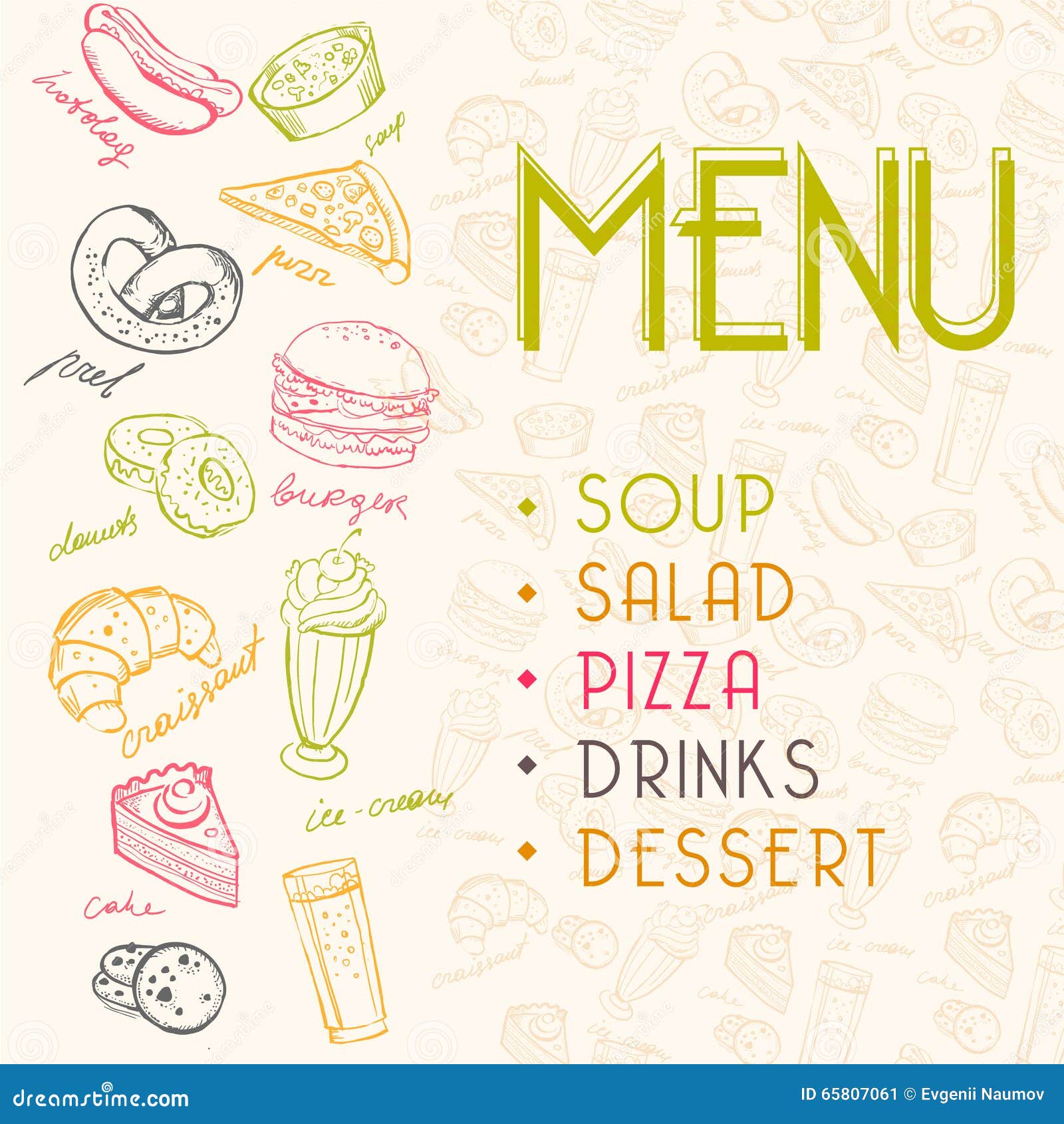 Fast Food Menu. Vector Illustartion Stock Vector - Illustration of ...