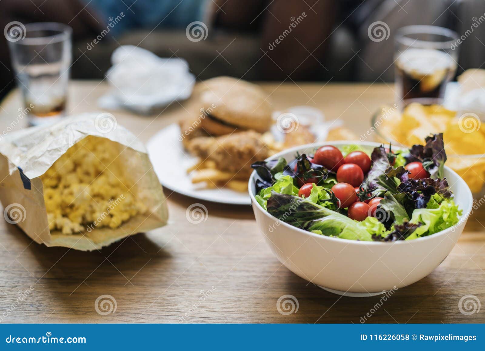 Fast Food Options on a Dinner Table Stock Photo - Image of fast, dinner ...