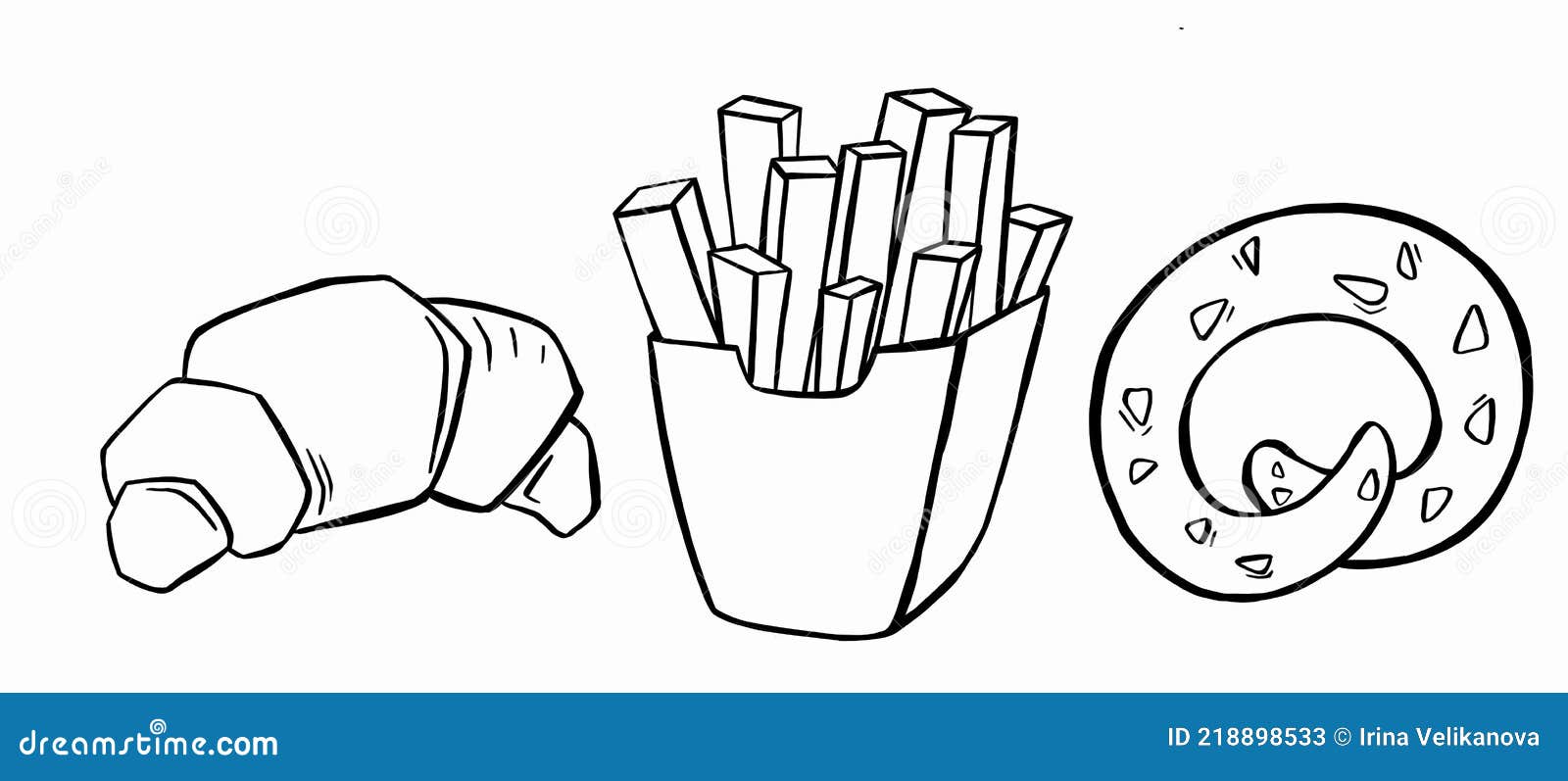 Fast Food Outline Icon Set Vector Image Stock Vector - Illustration of ...