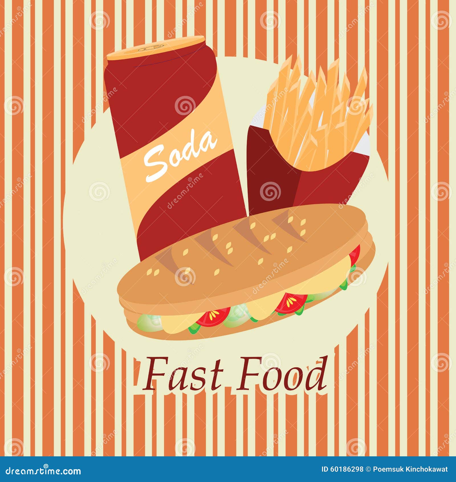 Fast Food Over Yellow Background. Stock Vector - Illustration of ...