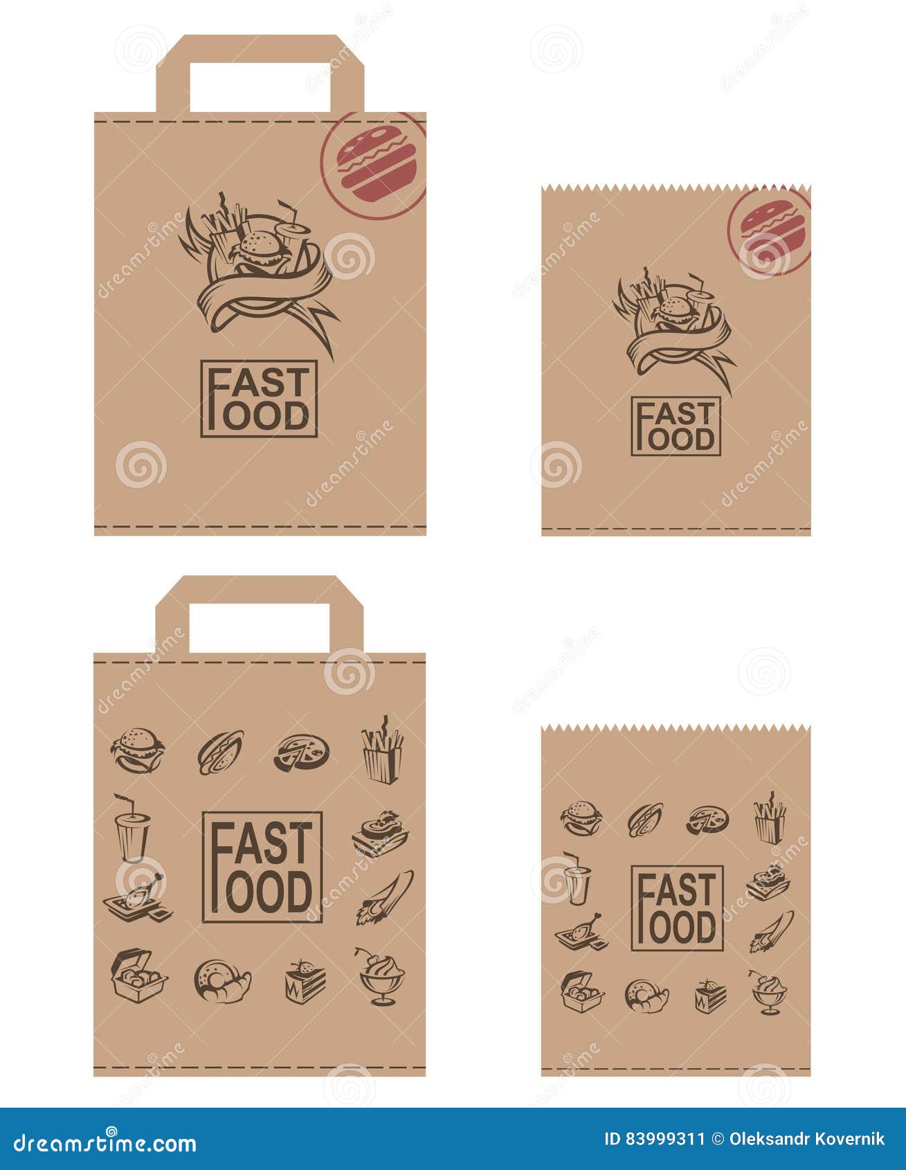 Fast food packages set stock vector. Illustration of delicious - 83999311