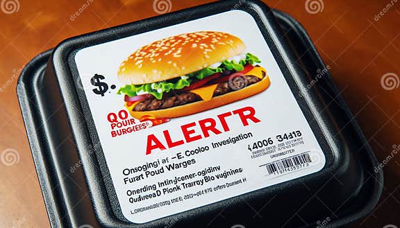Fast Food Packaging with Hamburger and Alert Notification Stock ...