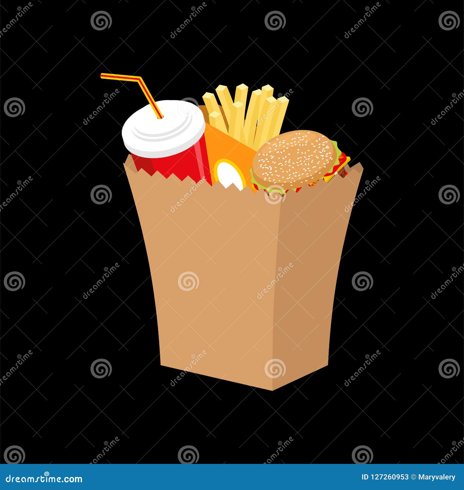 Fast Food Paper Bag Isolated. Vector Illustration Stock Vector ...
