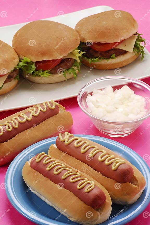 Fast food party. stock photo. Image of hamburger, frankfurters - 28915550