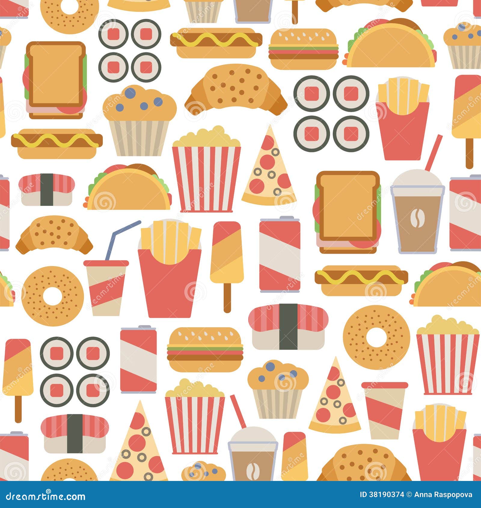 Fast food pattern stock vector. Illustration of glass - 38190374