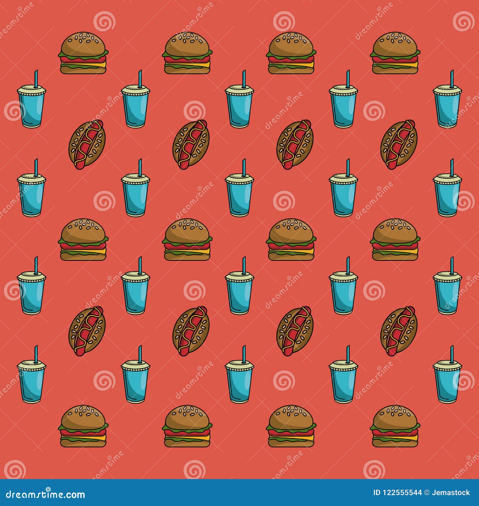 Food pattern background stock vector. Illustration of fresh - 122555544