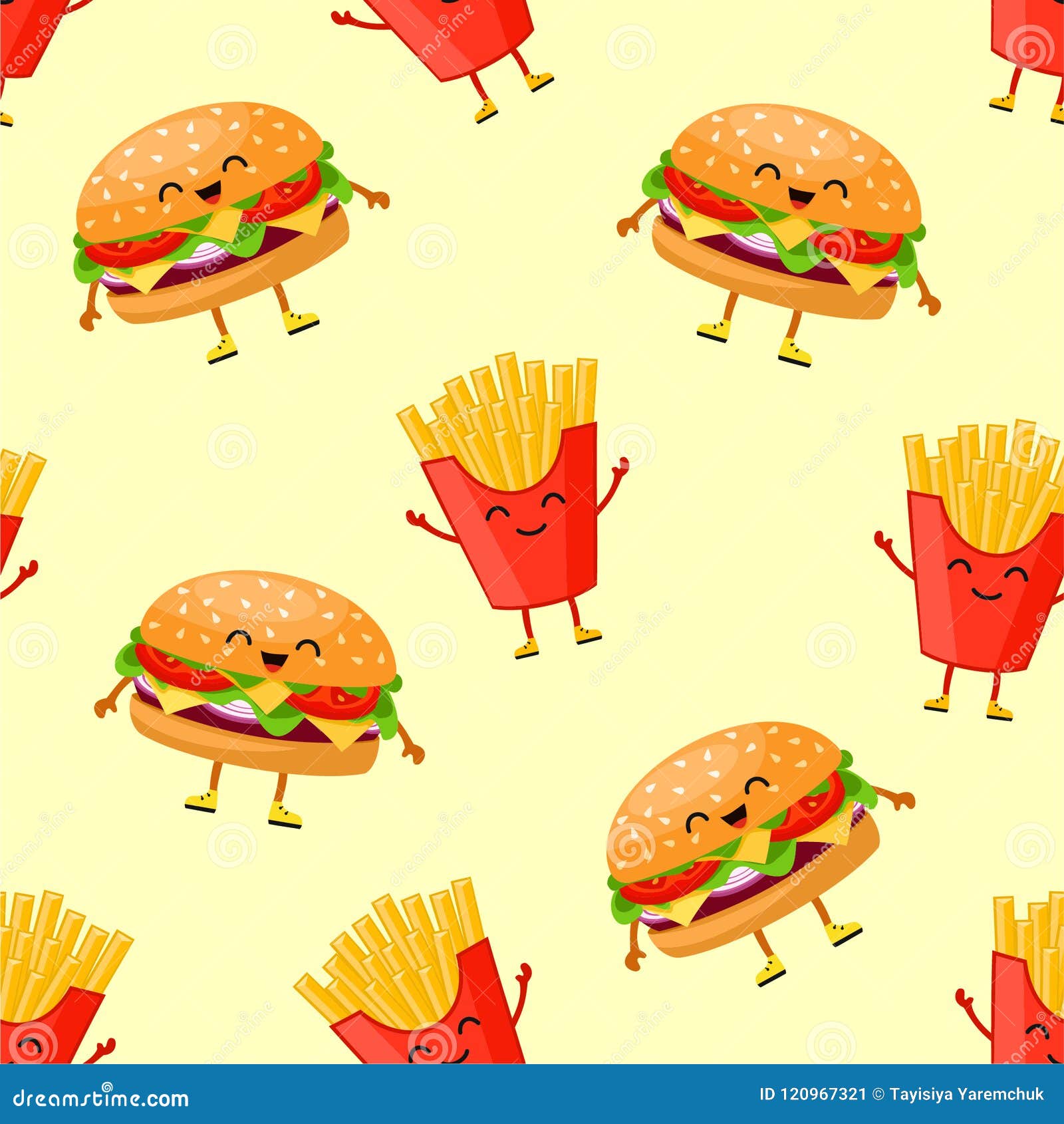 Fast Food Pattern. Vector Seamless Texture. Stock Illustration ...