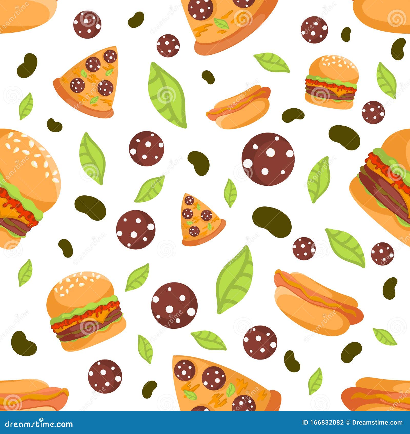 Fast Food Pattern. Vector Seamless Texture Stock Vector - Illustration ...