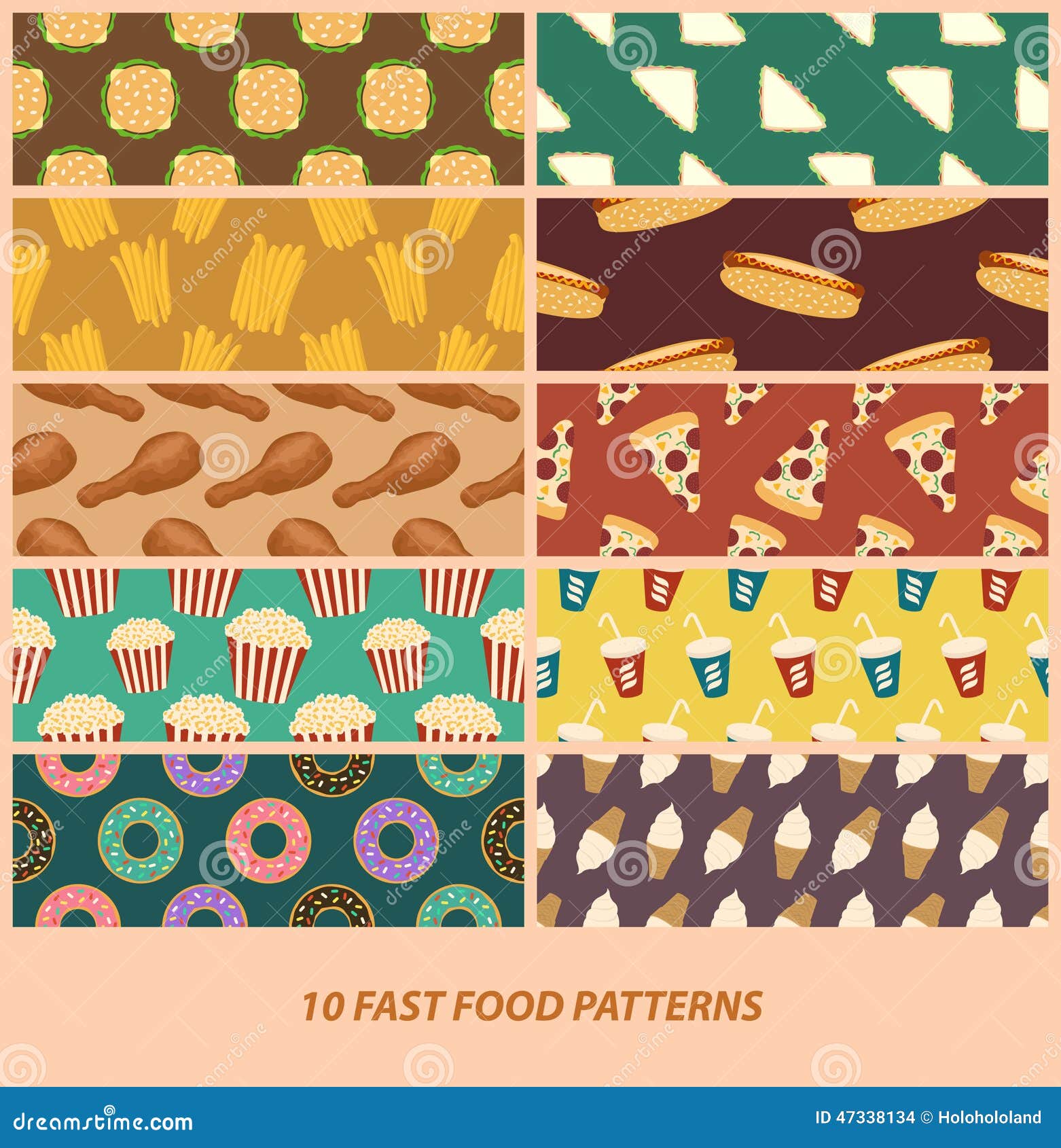 Fast food patterns stock vector. Illustration of fabric - 47338134