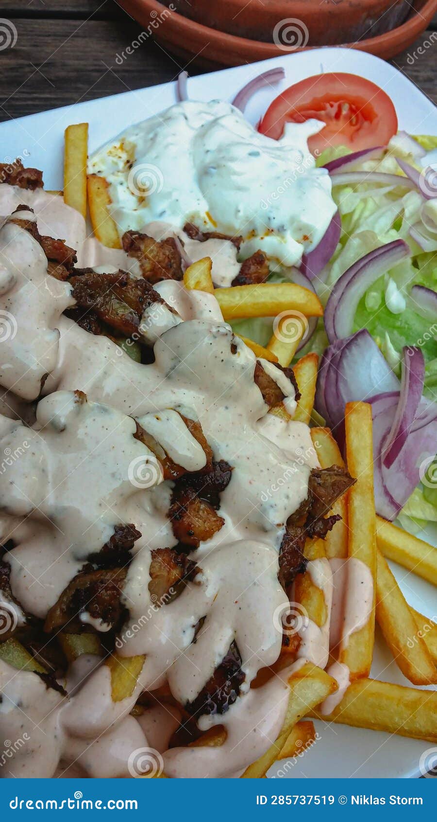 Fast food on a plate stock image. Image of food, meat - 285737519