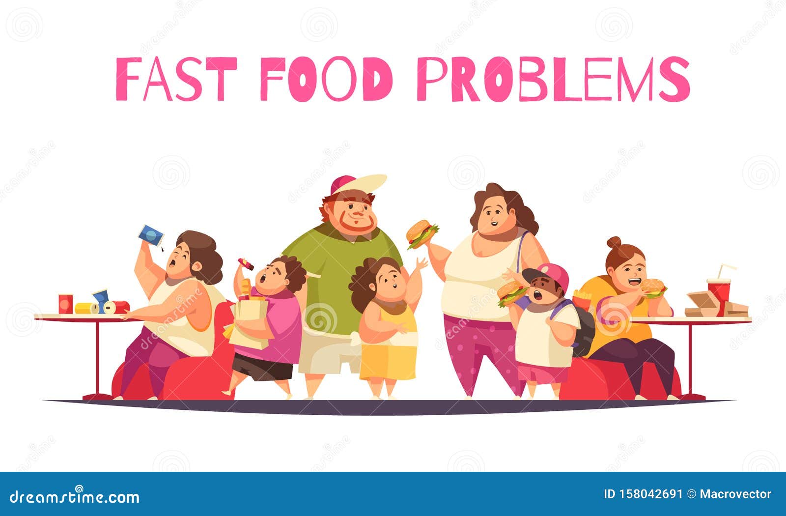 Fast Food Problems Concept stock vector. Illustration of healthcare ...