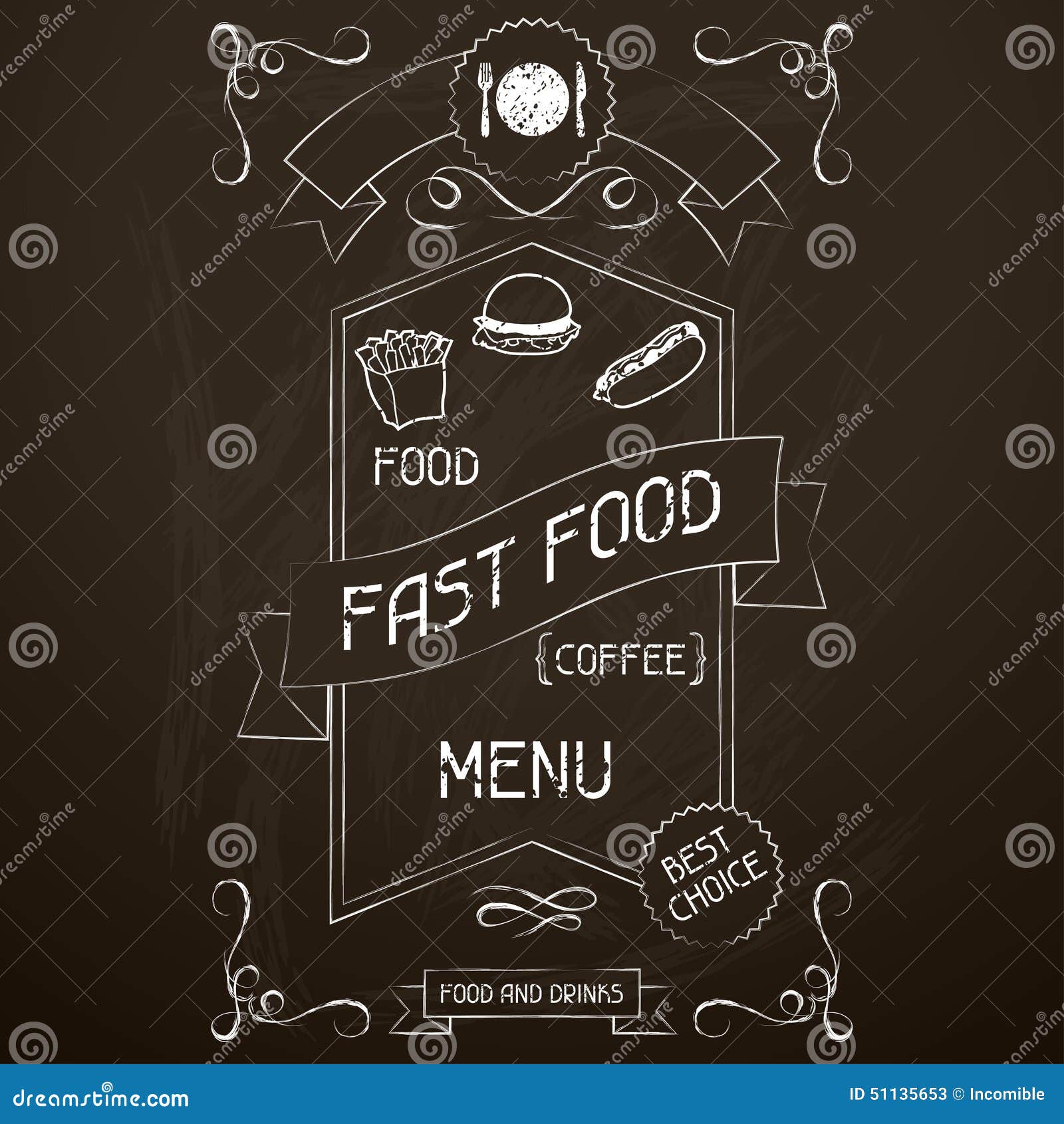 Fast Food on the Restaurant Menu Chalkboard Stock Vector - Illustration ...