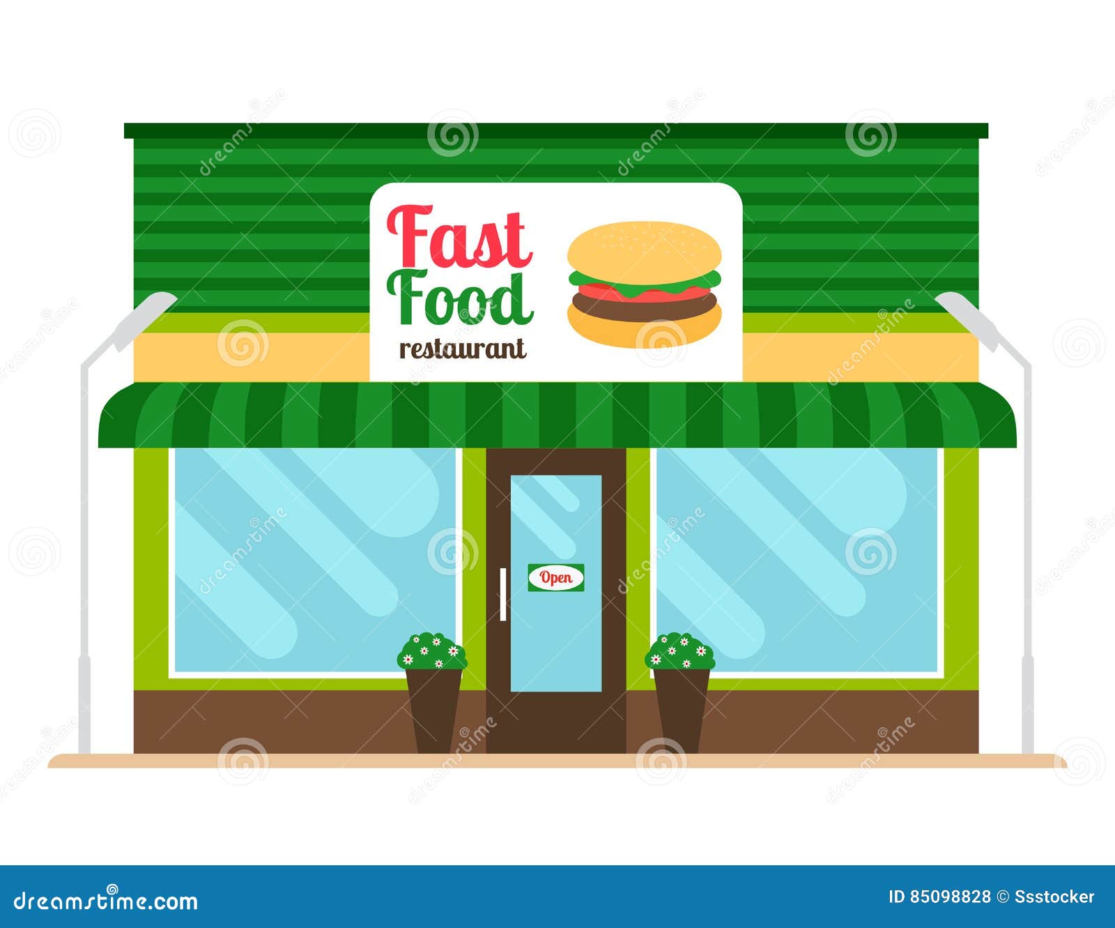 Fast Food Restaurant Store Front Stock Vector - Illustration of front ...