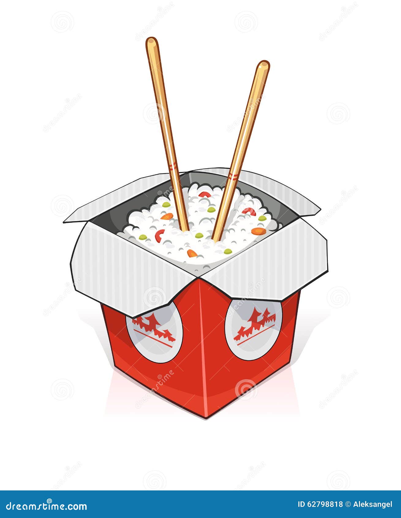 Fast Food. Rice in Paper Container Stock Vector - Illustration of ...
