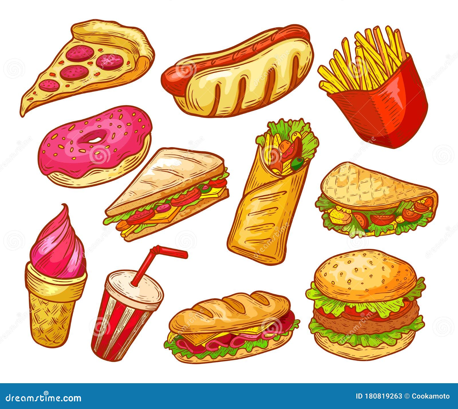 Fast Food Sandwiches, Burgers and Drinks Sketch Stock Vector ... Fast Food Sandwiches, Burgers and Drinks Sketch Stock Vector ...