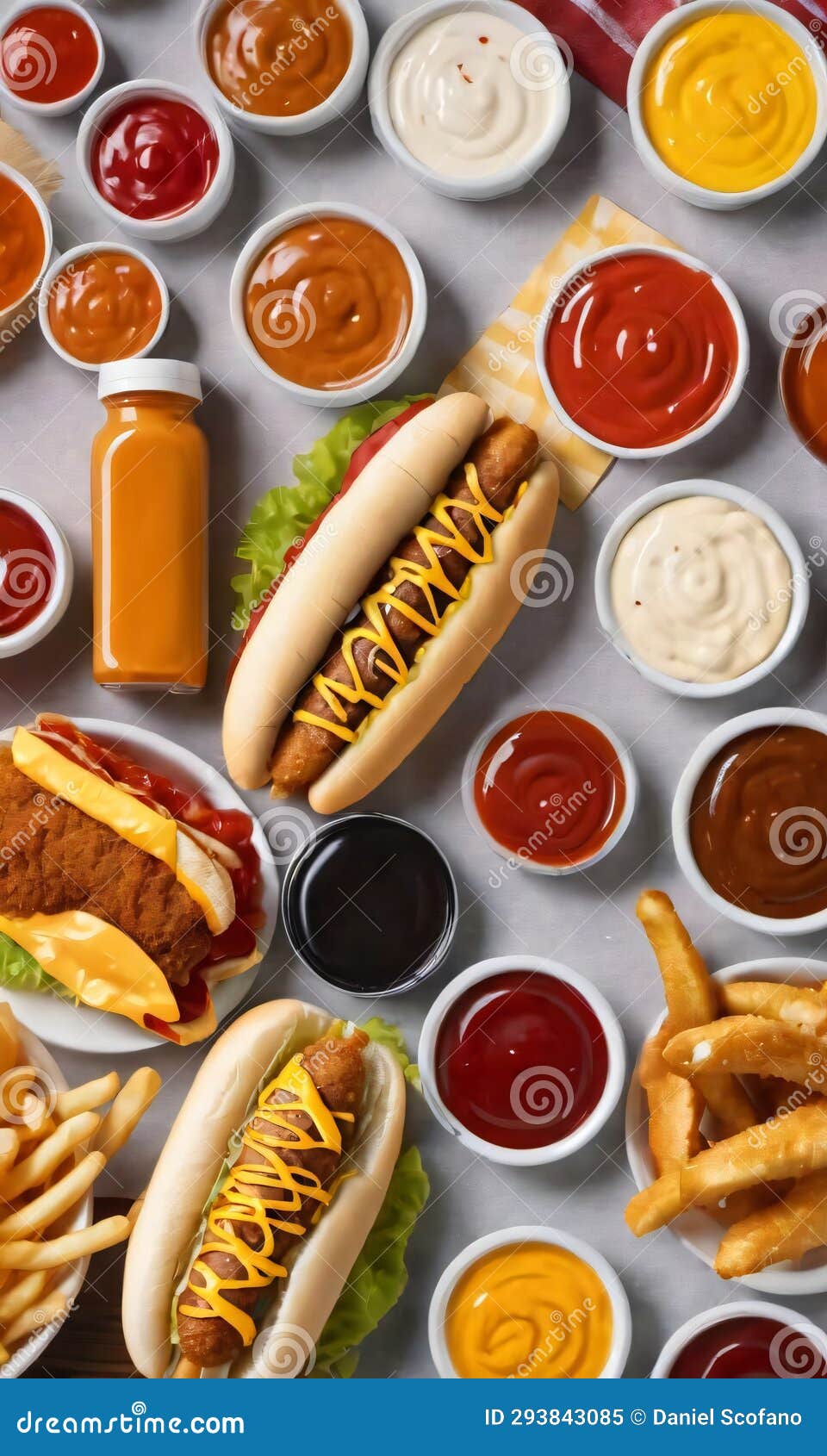 Fast Food with Sauces. Generative AI Stock Illustration - Illustration ...