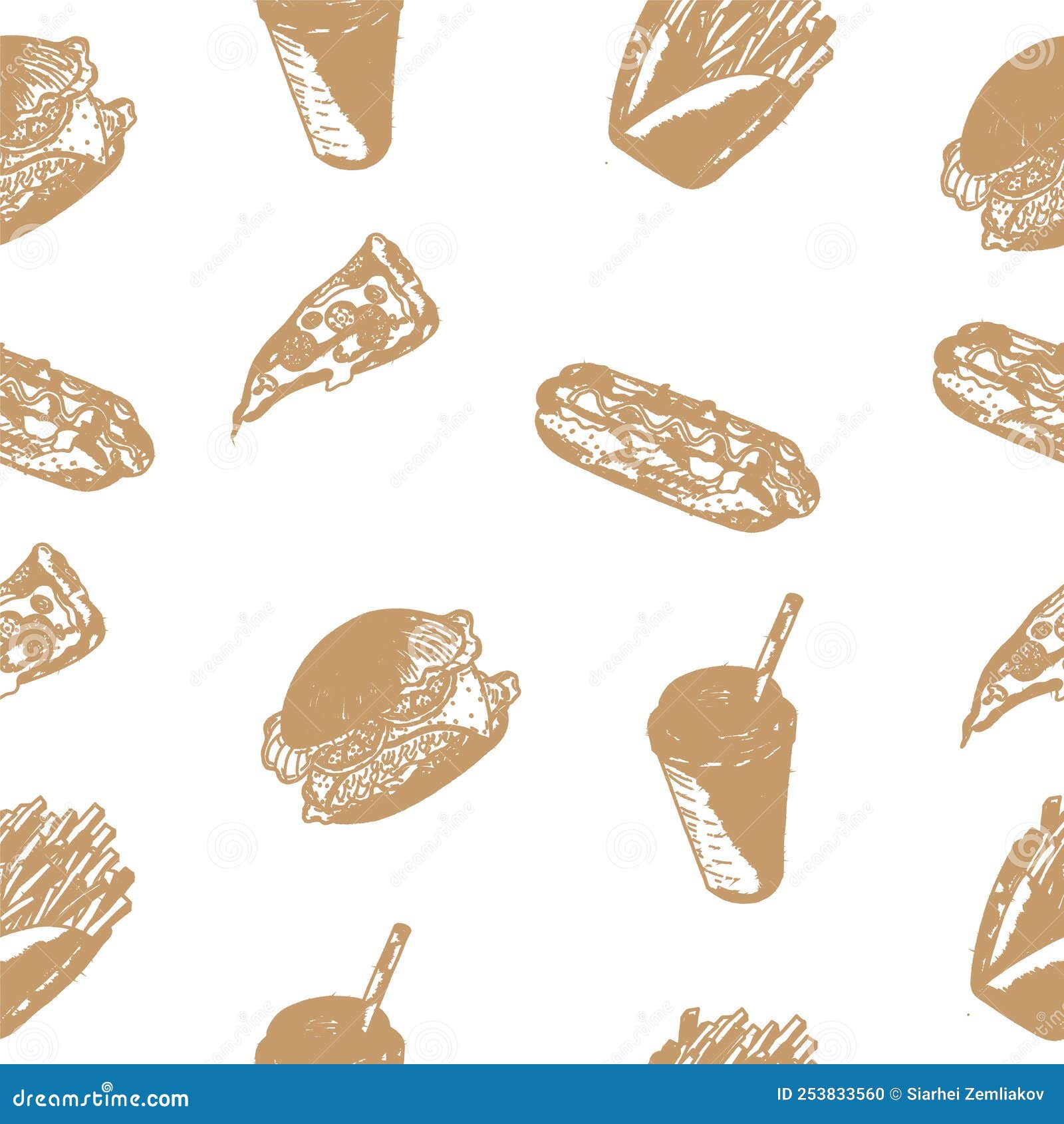 Fast Food. Seamless Background Stock Vector - Illustration of french ...