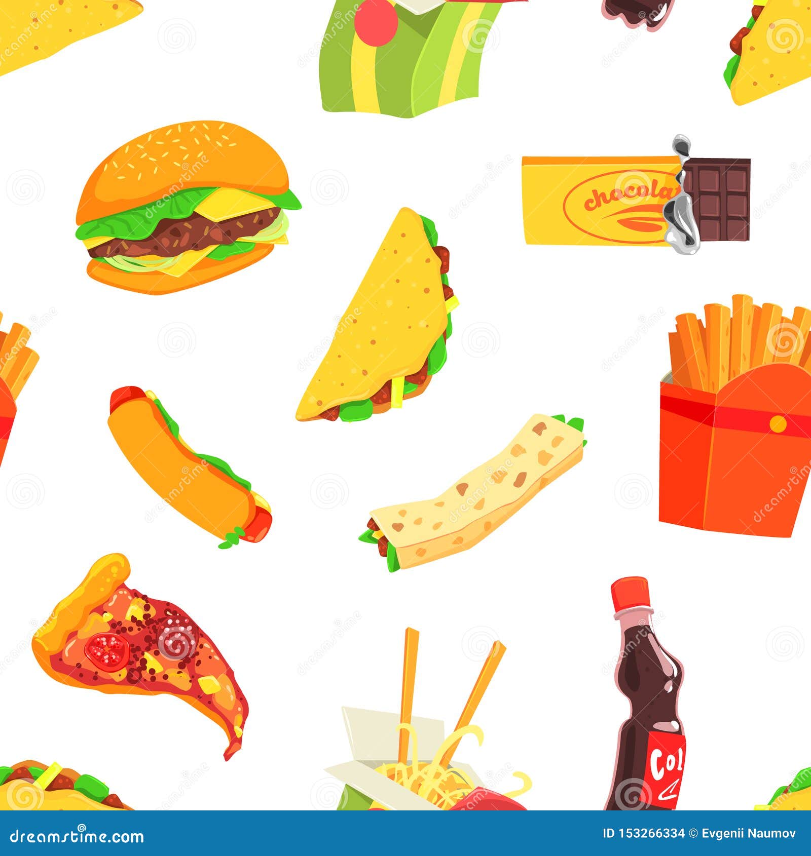 Fast Food Seamless Pattern, Design Element Can Be Used for Fabric ...
