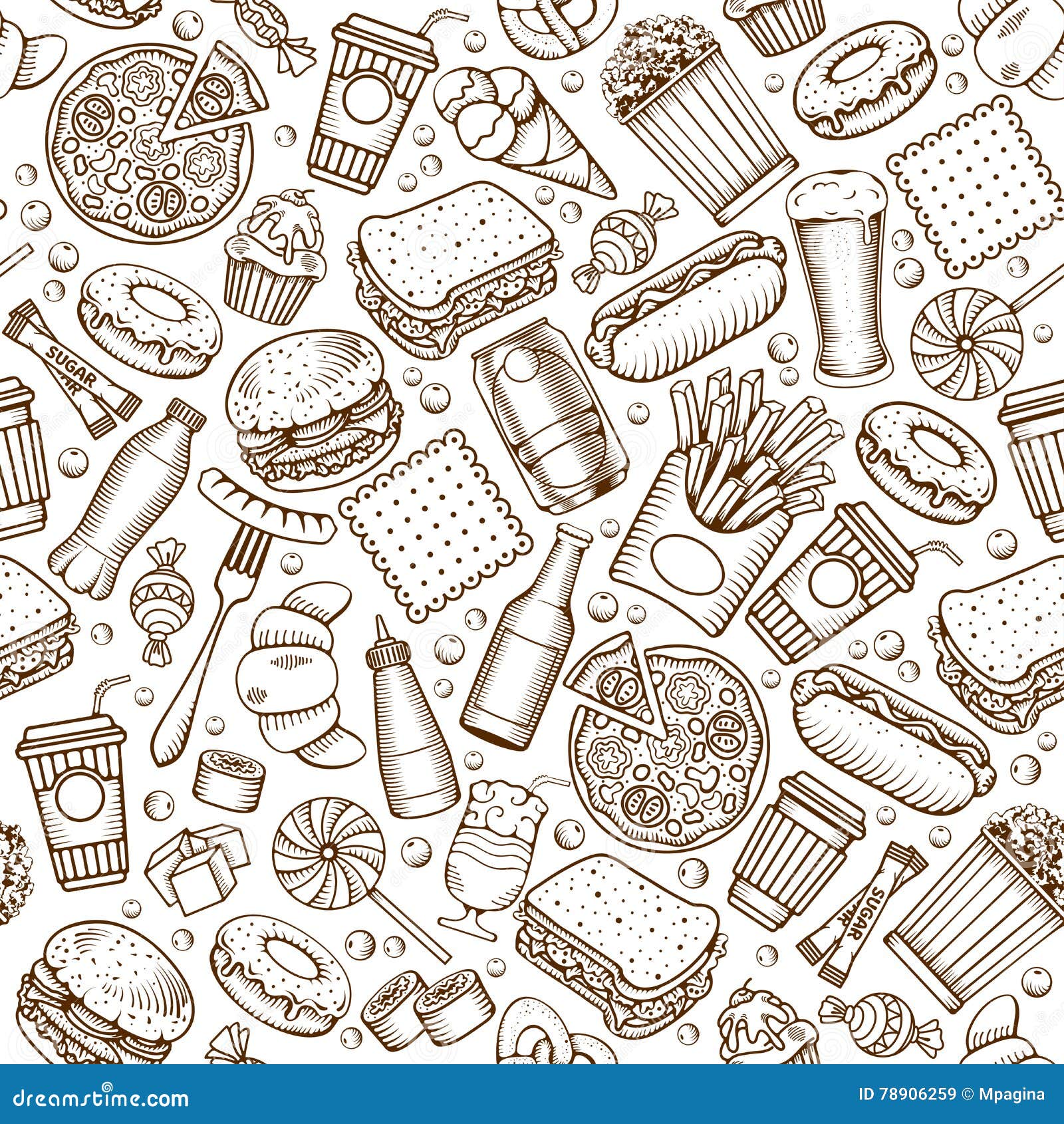 Fast Food seamless pattern stock vector. Illustration of hamburger ...