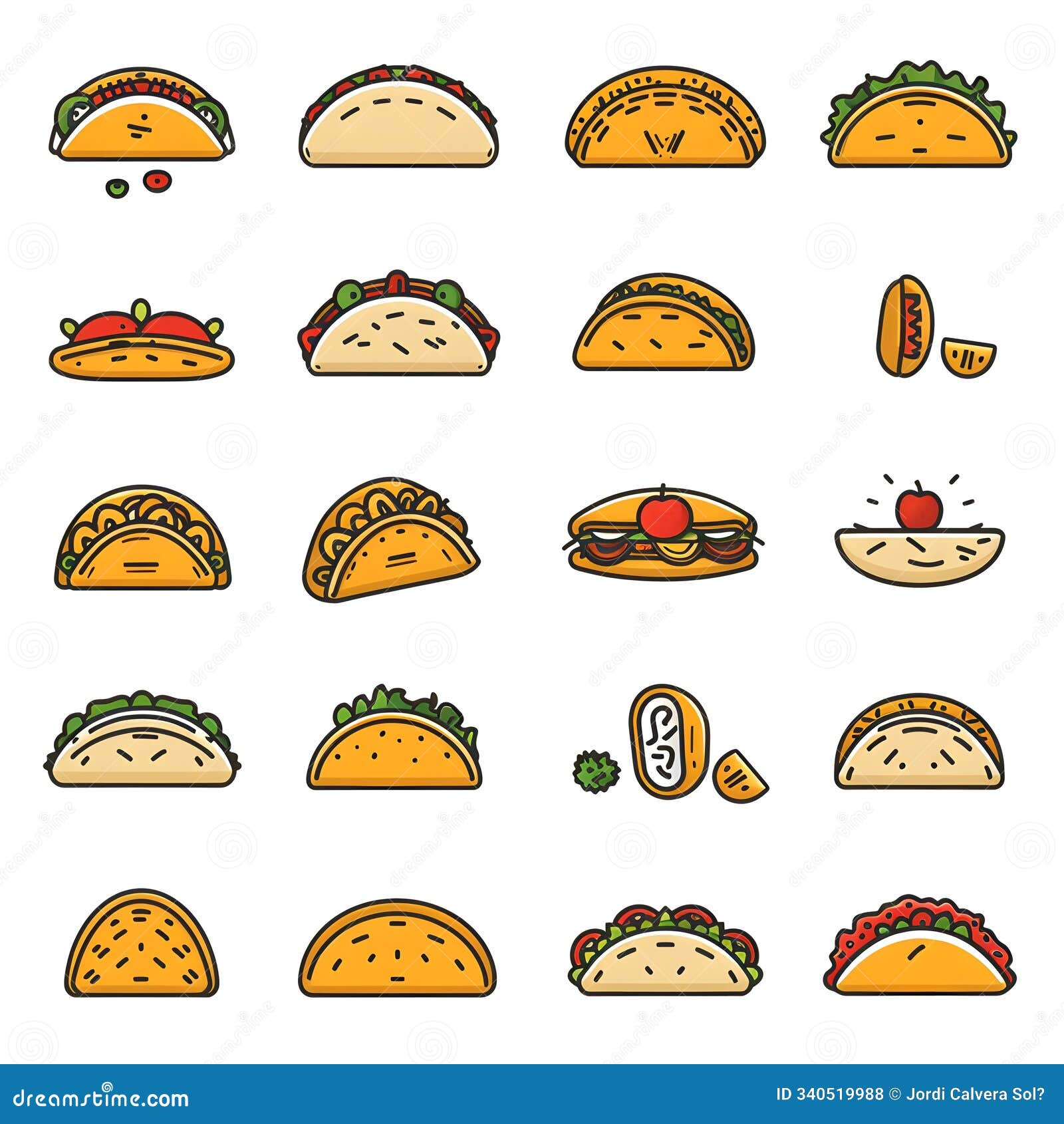 Fast Food, Seamless Pattern, Mexican Tacos. Vector Stock Illustration - Illustration of ...