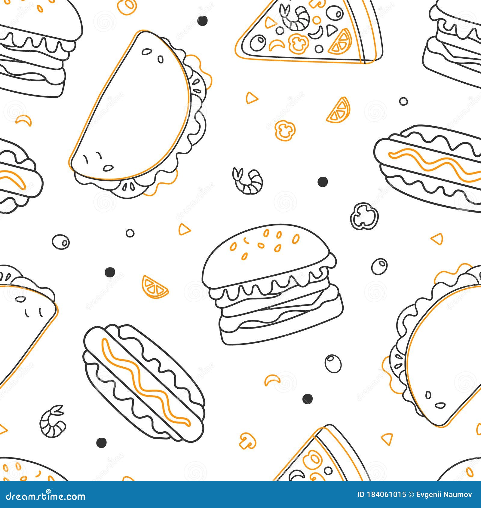 Fast Food Seamless Pattern, Restaurant or Cafe Menu Design Element Can ...