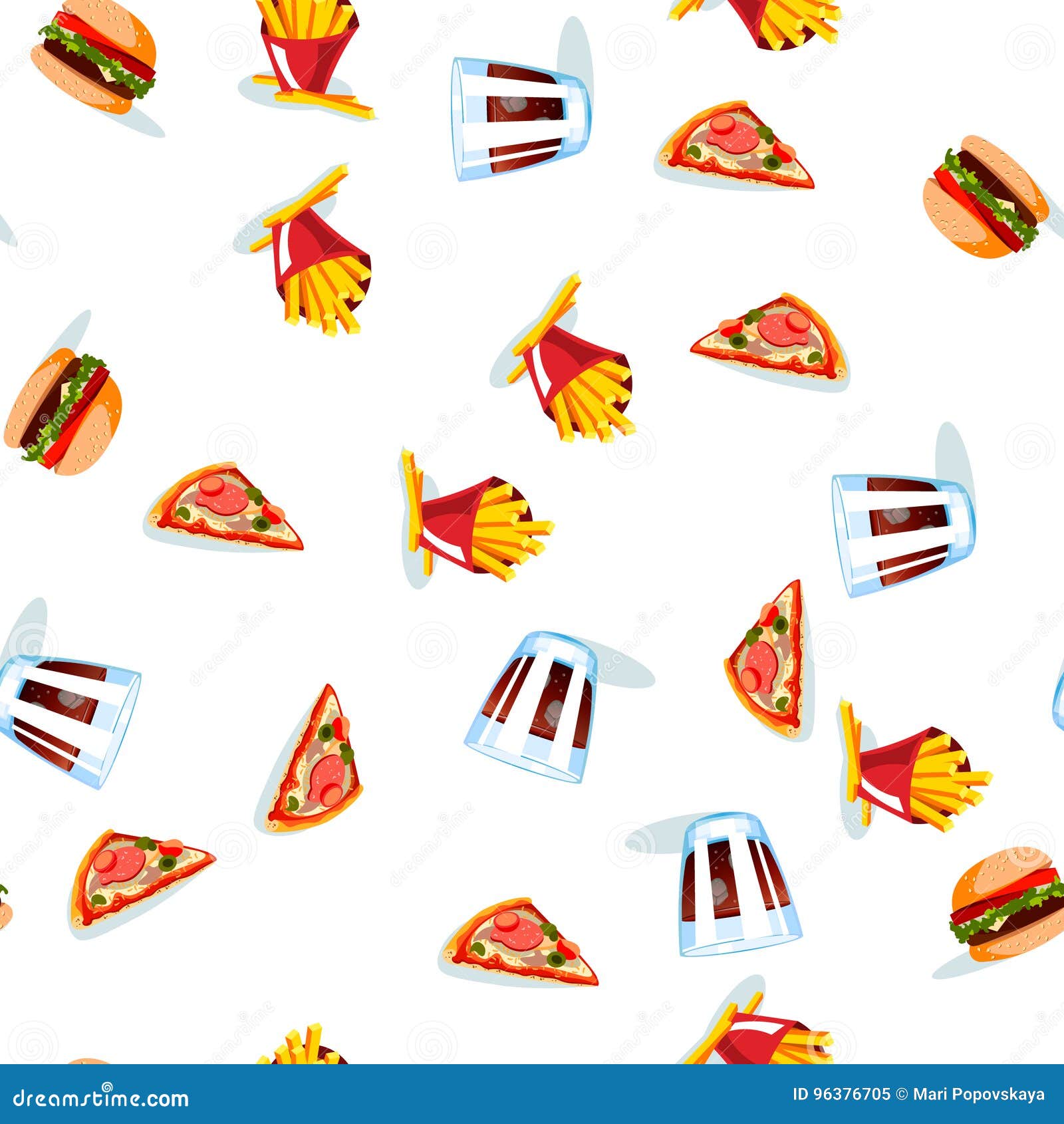Fast Food Seamless Pattern on White Background Stock Vector ...